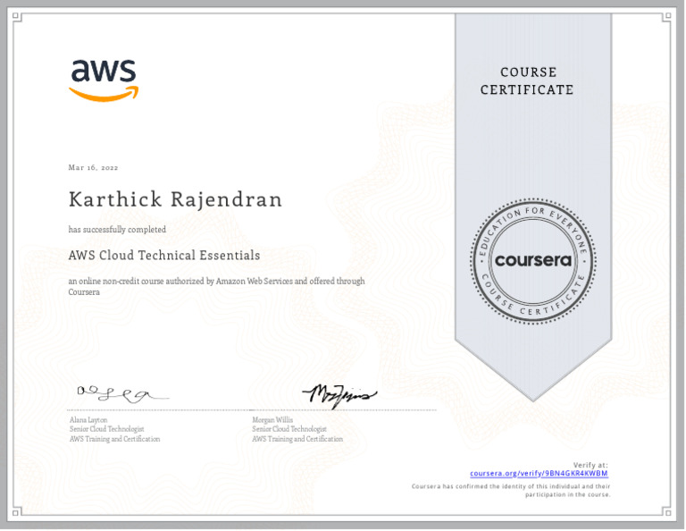 AWS Cloud Techincal Essentials Coursera | PDF