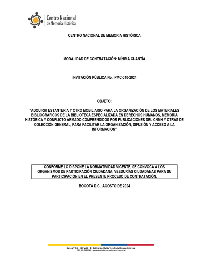 Invitacion IPMC 010-2024 Estanteria FIRMADO DAYF | PDF