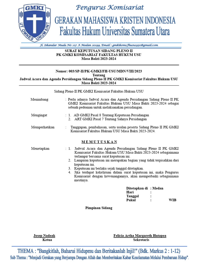 SK 003 Jadwal Acara Dan Agenda Sidang | PDF
