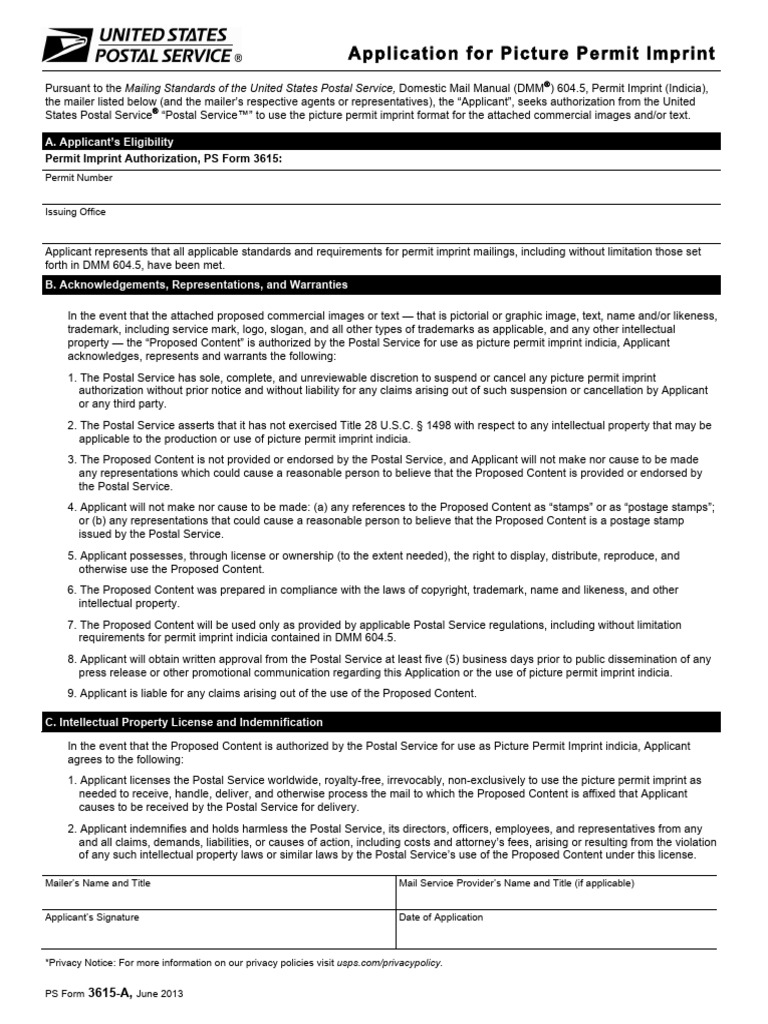 Application For Picture Permit Imprint: A. Applicant's Eligibility | PDF