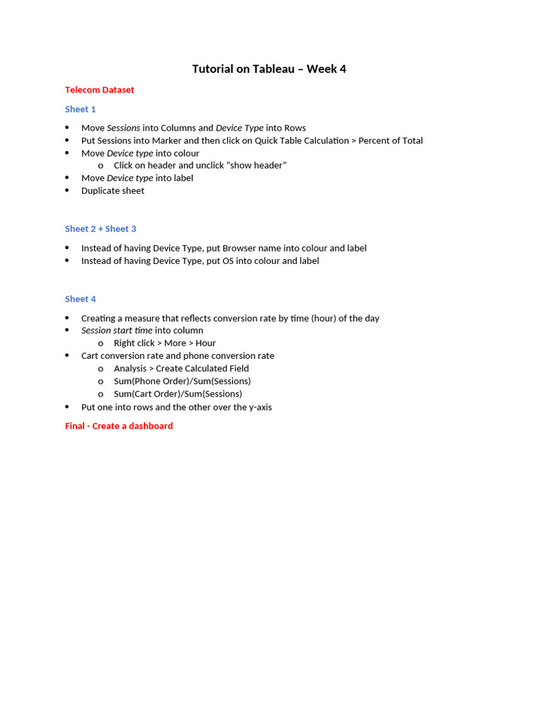 Week 4 - Tutorial On Tableau | PDF