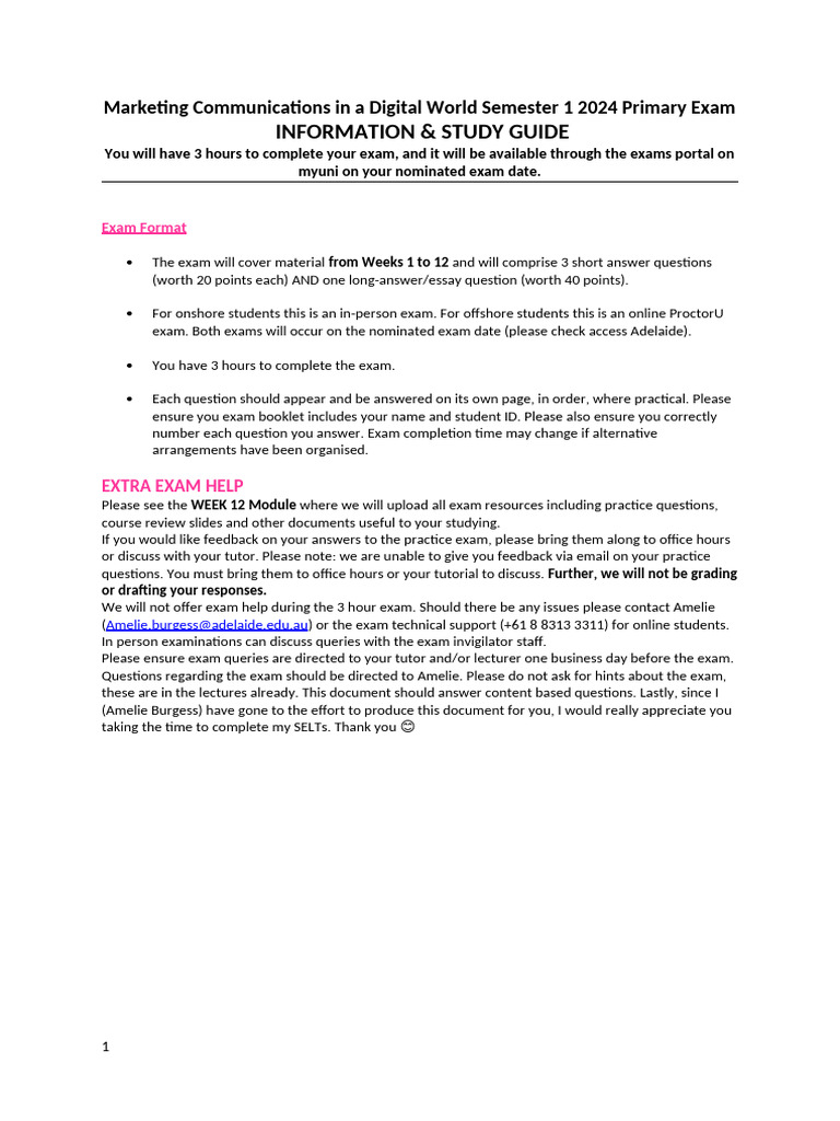 Marcomms Study Guide | PDF