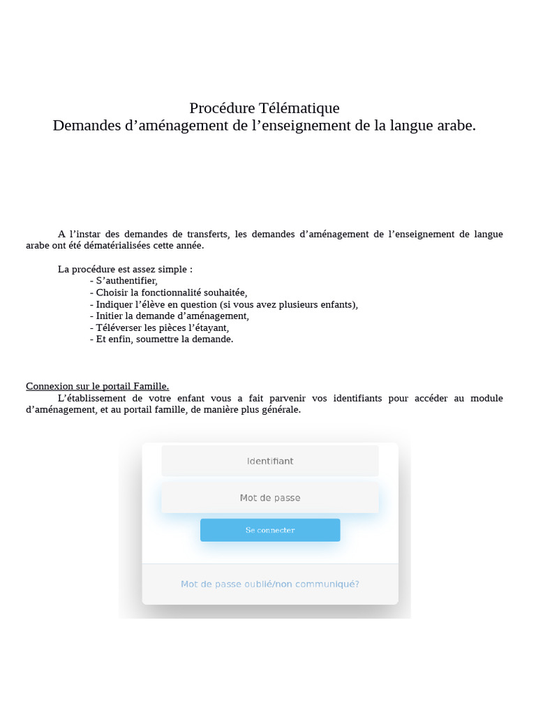 Manuel Demande Amenagement Enseignement Arabe | PDF
