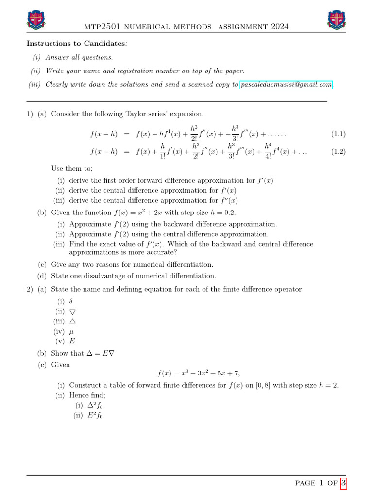 Assignment Numerical Methods | PDF