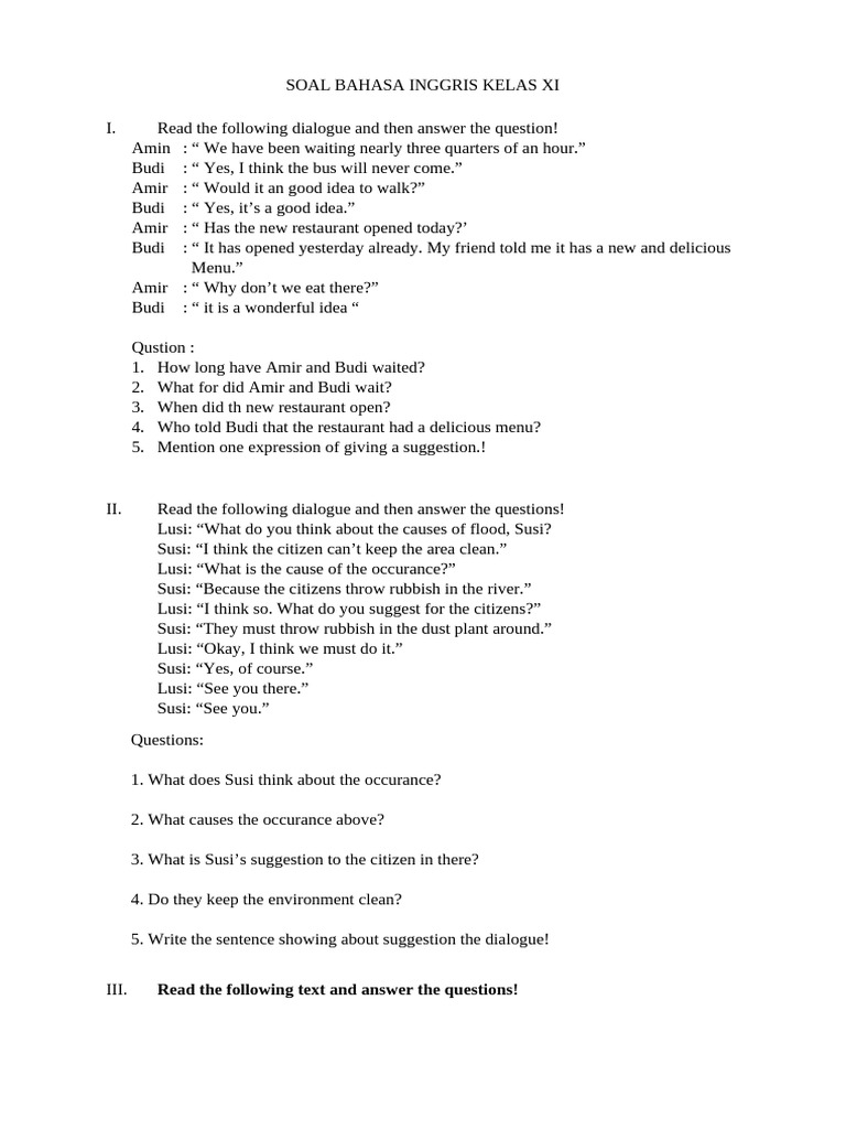 Soal B. Ing & Tek Lay Jar Semester Ganjil Kelas XI 2020 | PDF