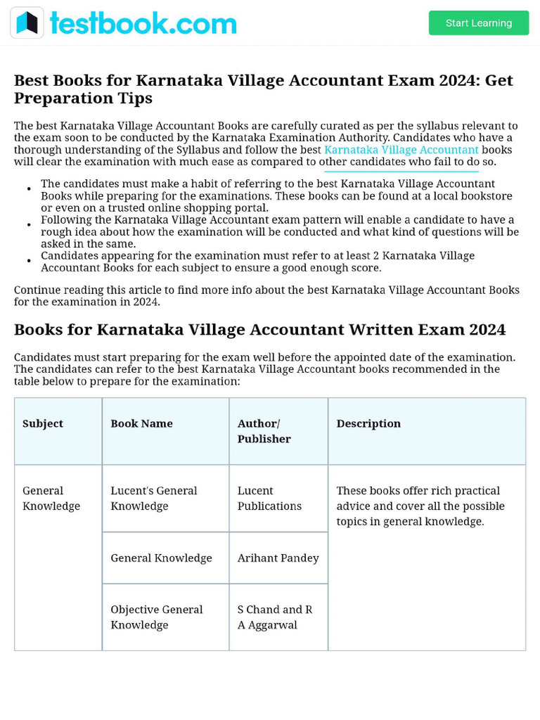 Best Books For Karnataka Village Accountant Exam 2024 - Get Preparation ...