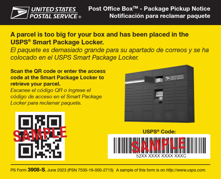 Sample Sample: A Parcel Is Too Big For Your Box and Has Been Placed in ...