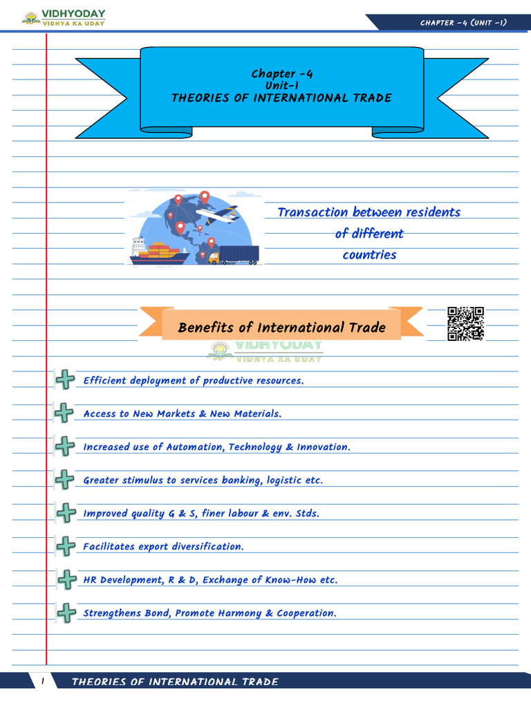 Chapter 4 Unit 1 - Theories of International Trade | PDF