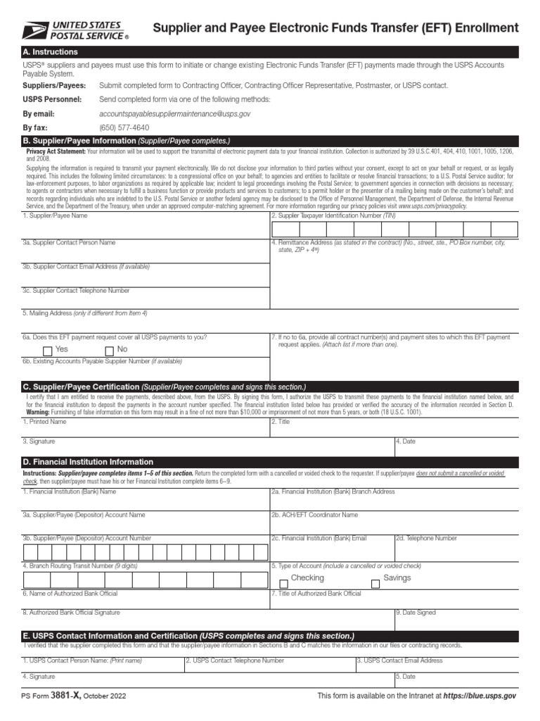 Supplier and Payee Electronic Funds Transfer (EFT) Enrollment | PDF