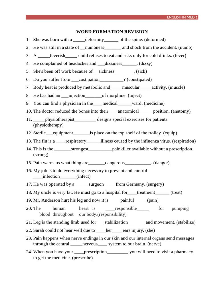 Word formation Exercise | PDF