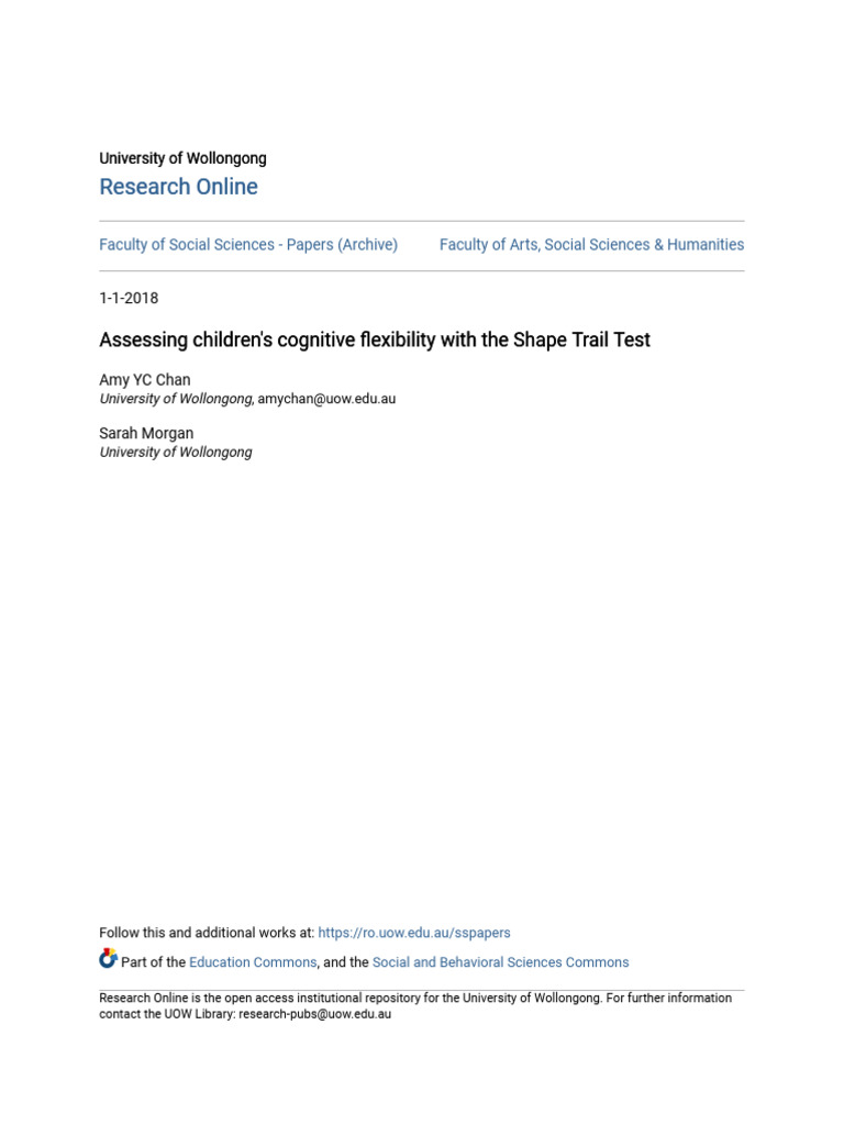 Assessing Childrens Cognitive Flexibility With The Shape Trail T | PDF