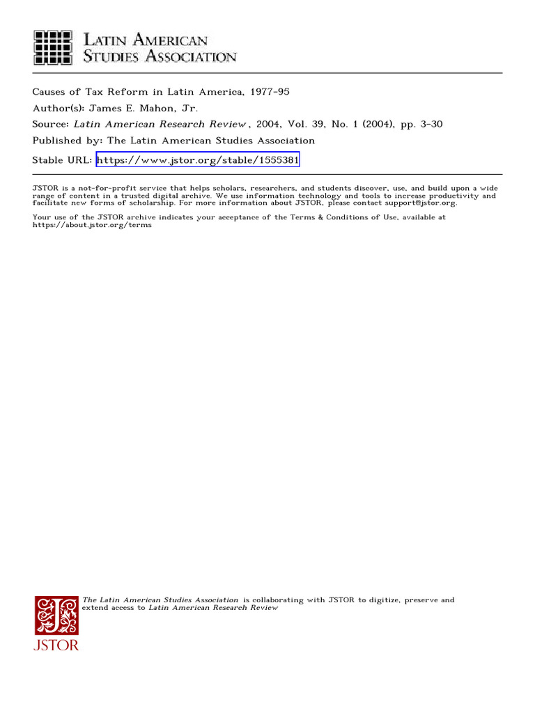 James E. Mahon-CausesTaxReform-2004 | PDF