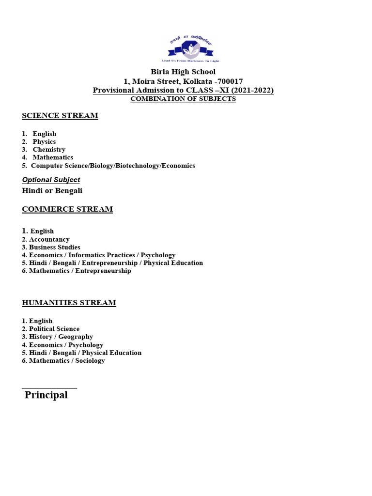 Subject Combination List | PDF