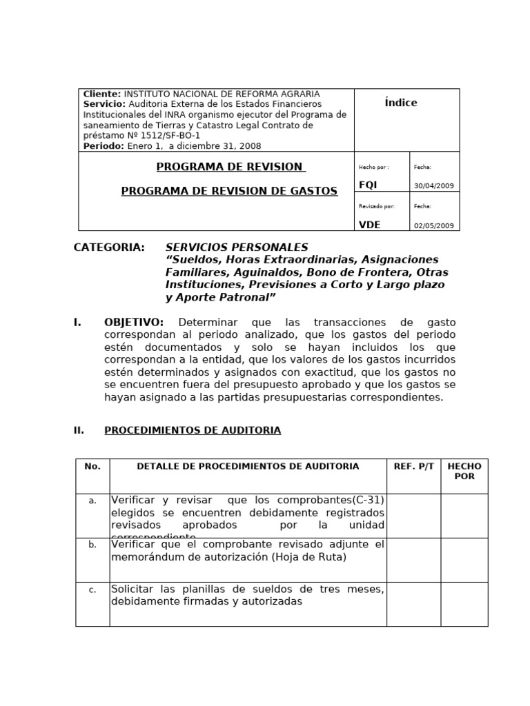 Modelo de programa de gastos | PDF