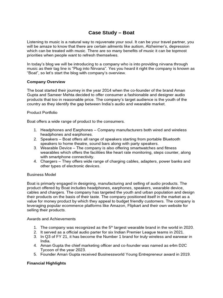 Boat Case Study | PDF