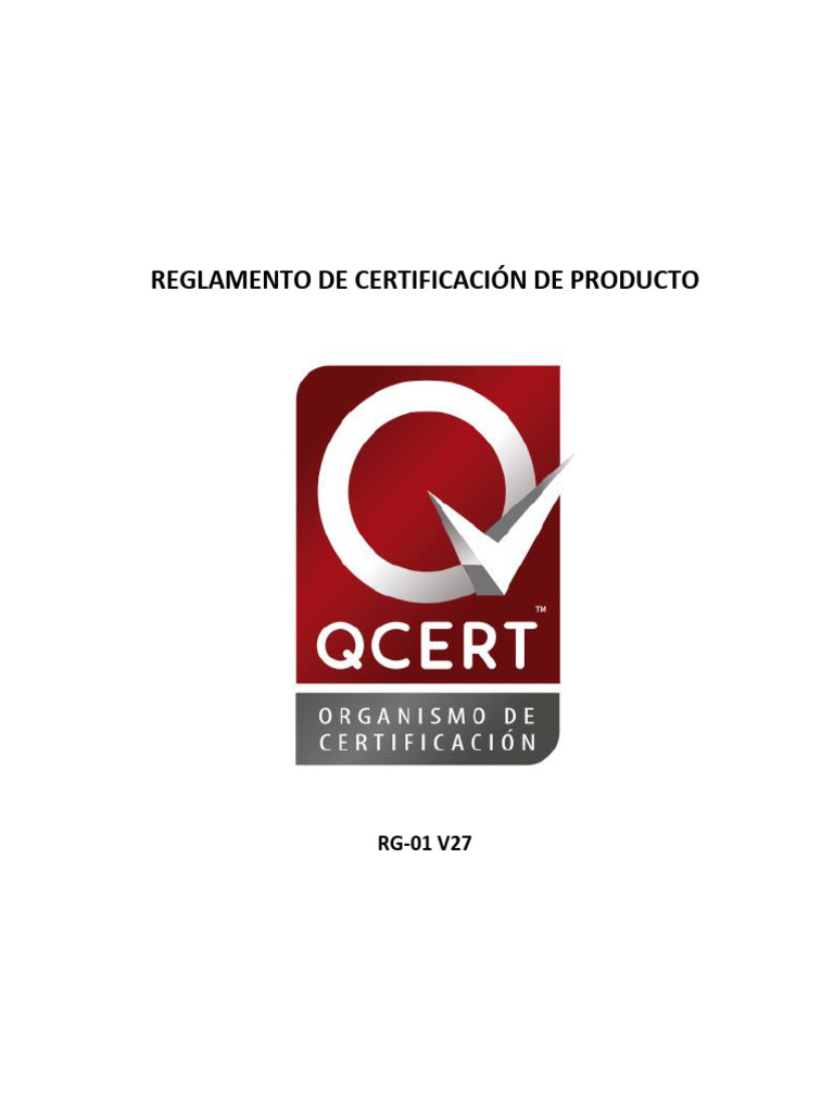RG 01 V27 Reglamento de Certificacion de Productos | PDF