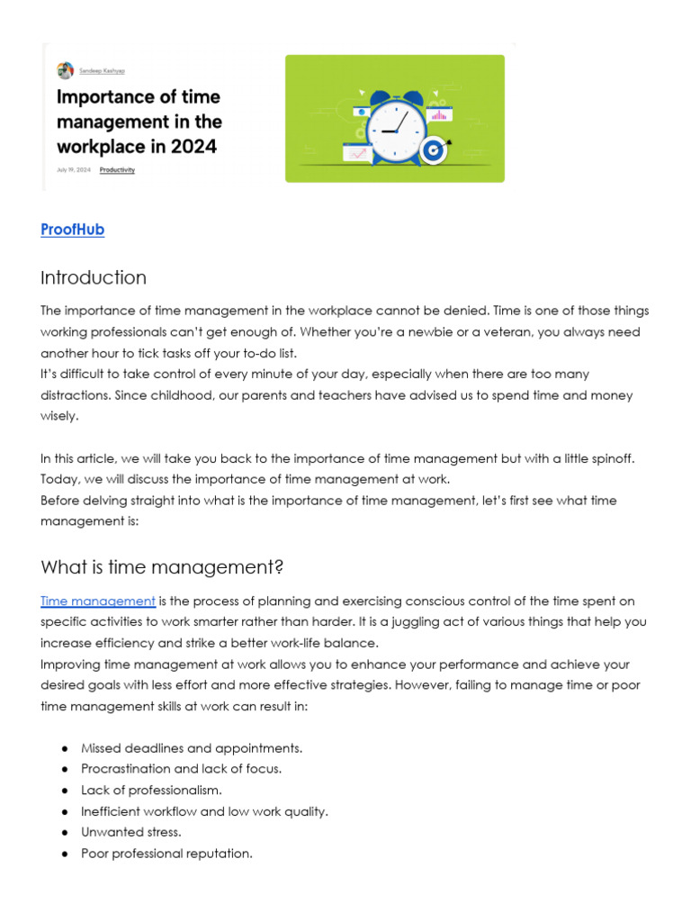 Importance of Time Management | PDF