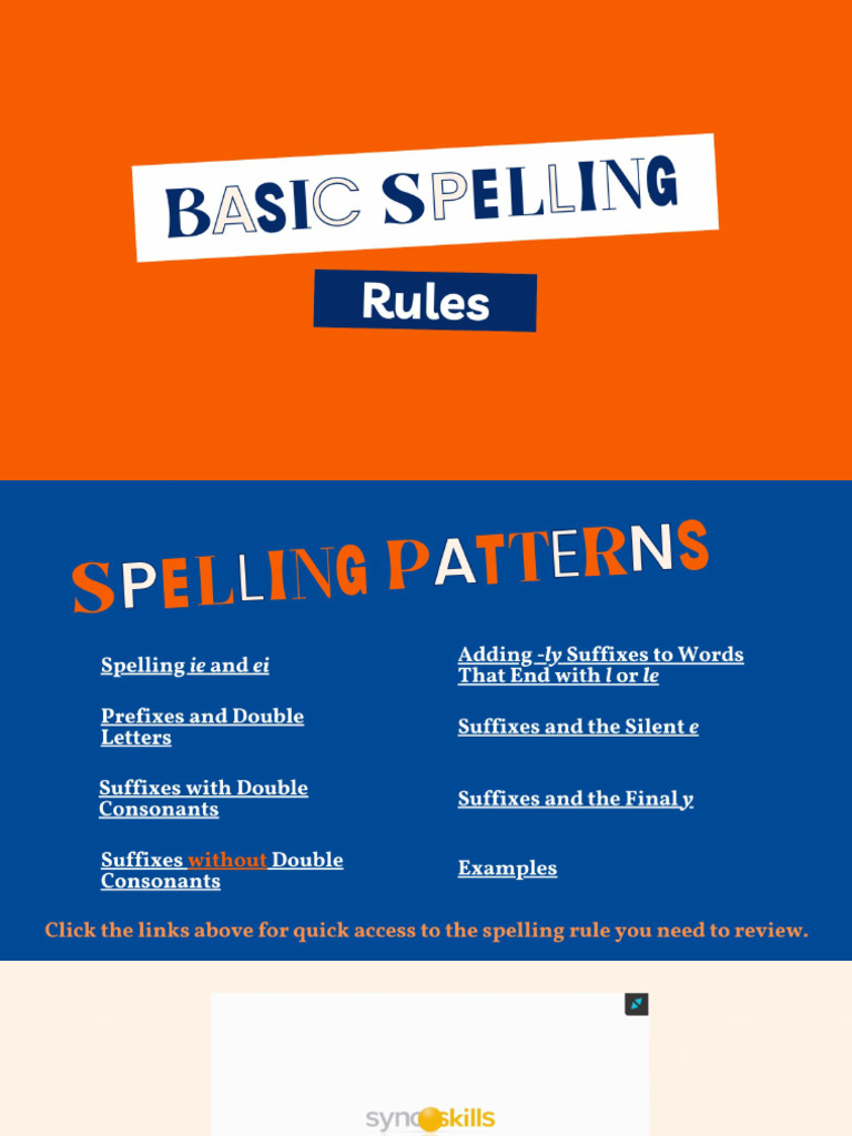 Basic Spelling Rules | PDF