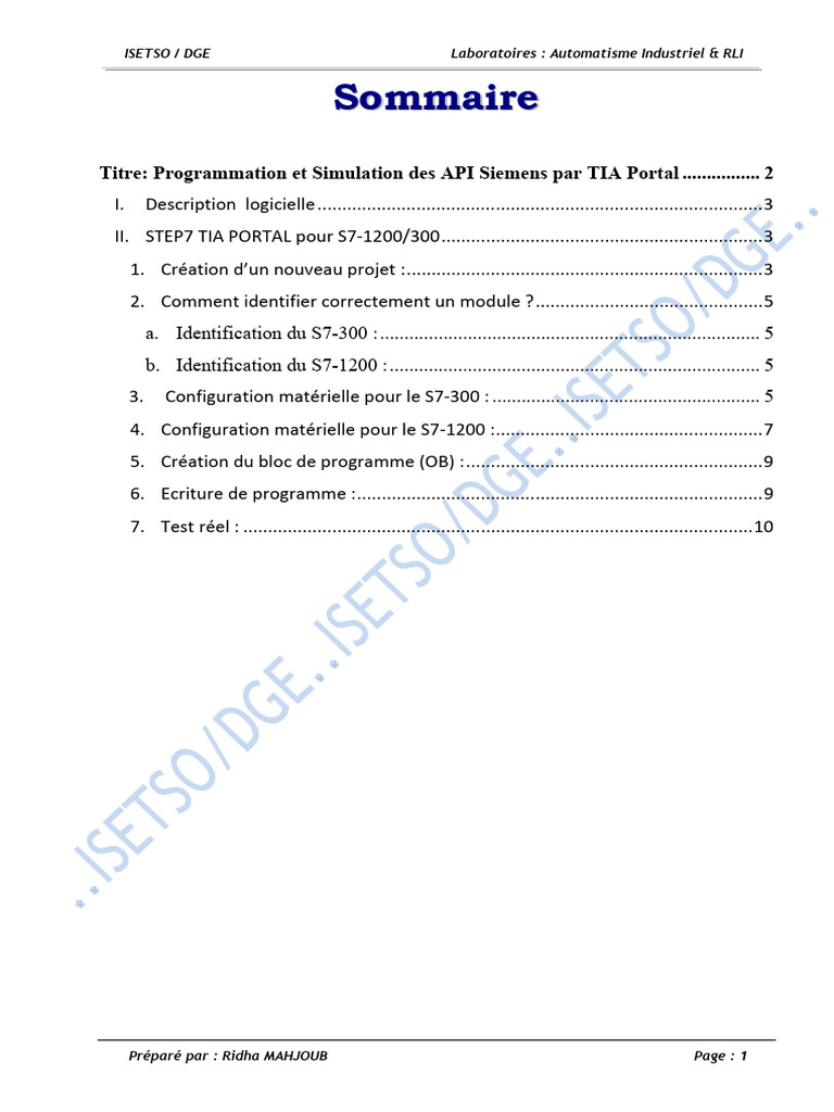 Support de Formation TIA Portal | PDF
