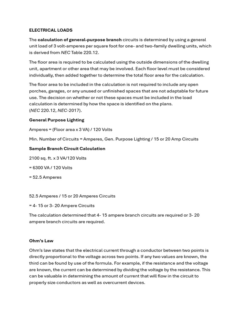 Determining Electrical Lighting Loads | PDF