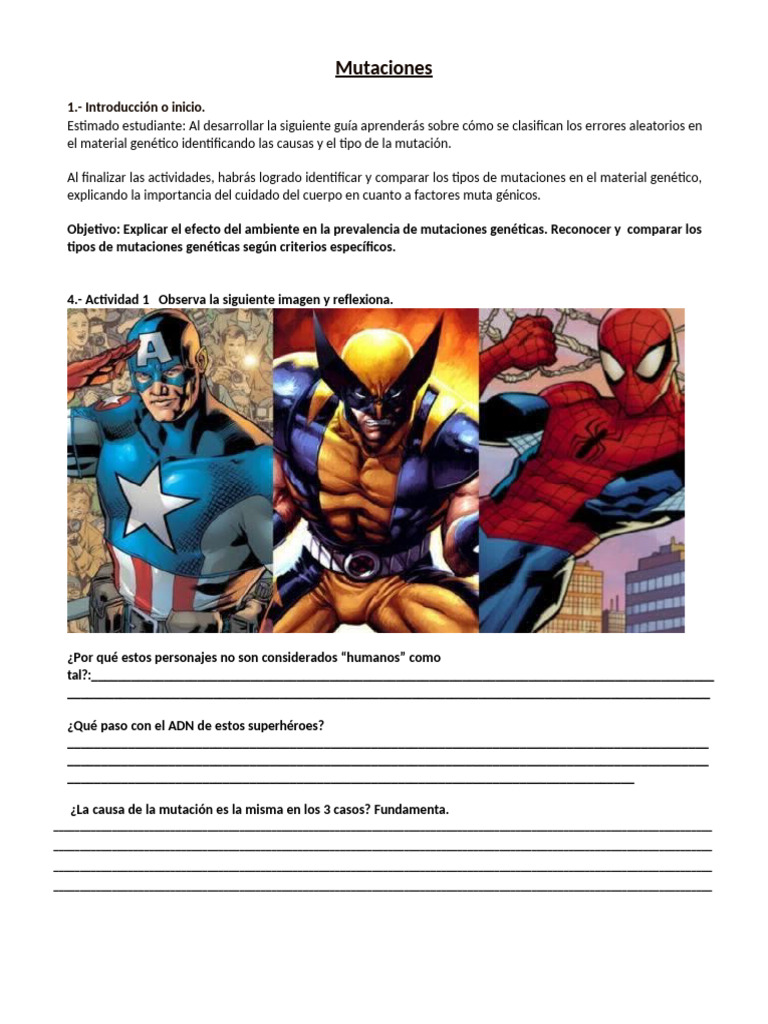 Bio 4EM U1 G08 Material Genético Mutaciones | PDF | Mutación | Ciencia ...
