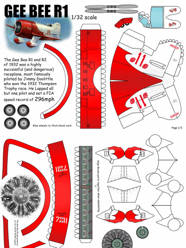 Gee Bee R1 Paper Model Repaint Restoration 32 Scale | PDF