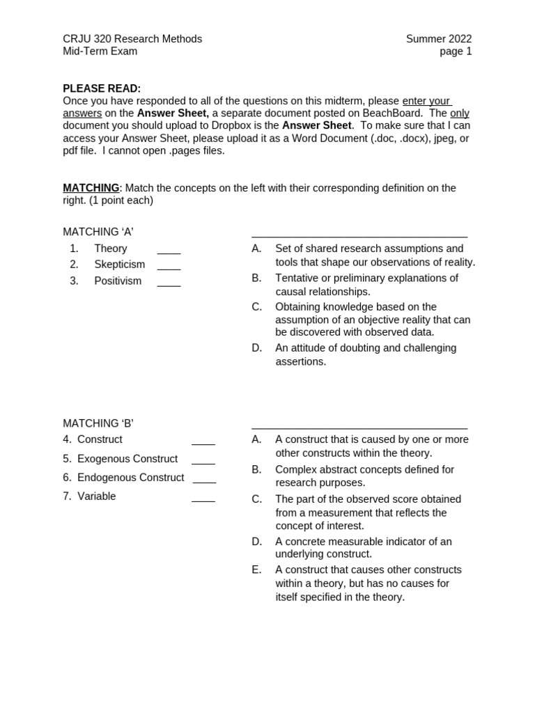 Midterm Exam Pdf Validity Statistics Science