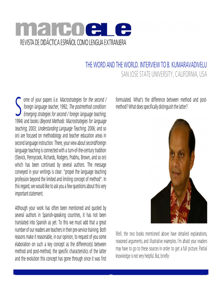 Kumaravadivelu Interview | PDF