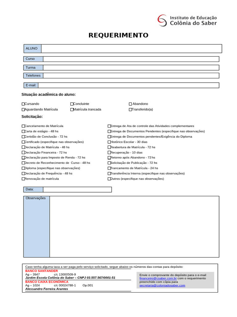 Requerimento Preencher | PDF