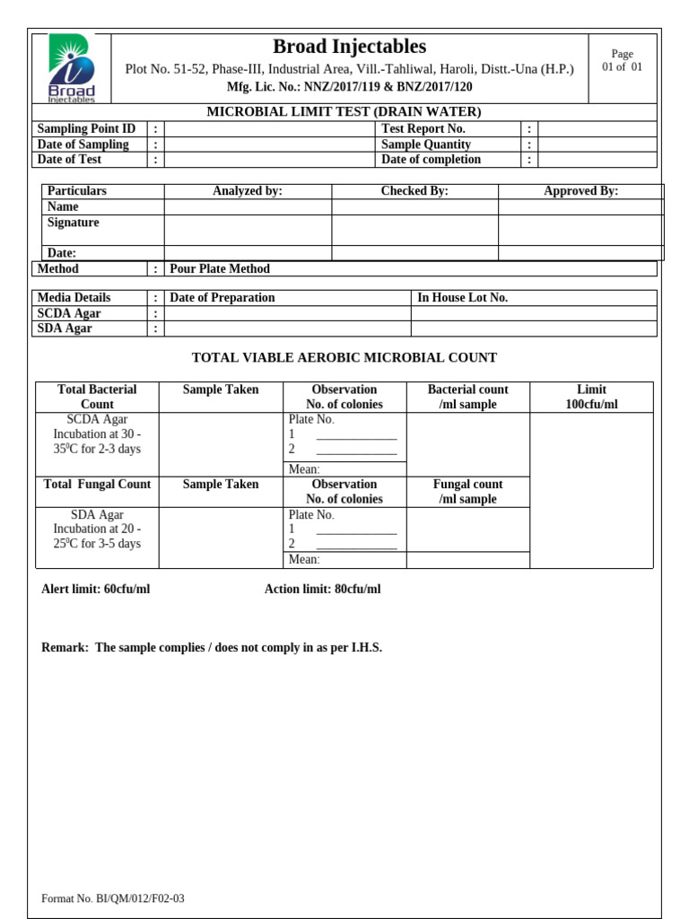 Drain Water Report | PDF