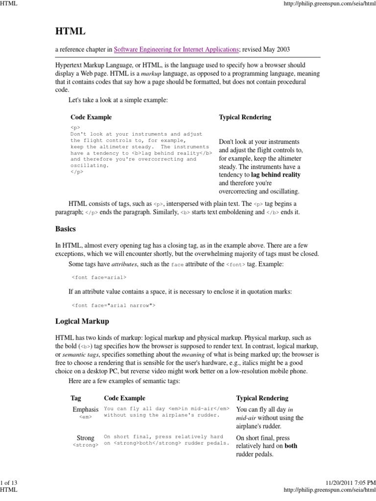 Code Example Typical Rendering: Software Engineering For Internet Applications | PDF | Hyperlink ...