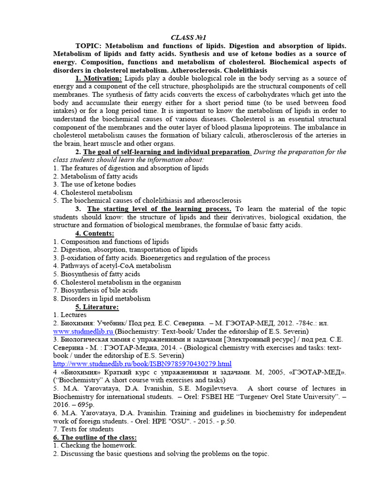 Biochemistry Class 1 | PDF