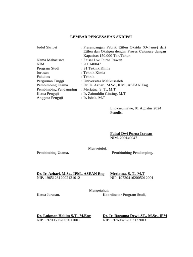 Lembar Pengesahan Skripsi | PDF