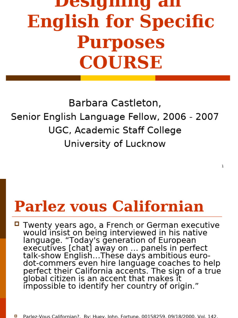 Designing An ESP Course | PDF | English As A Second Or Foreign Language | Linguistics