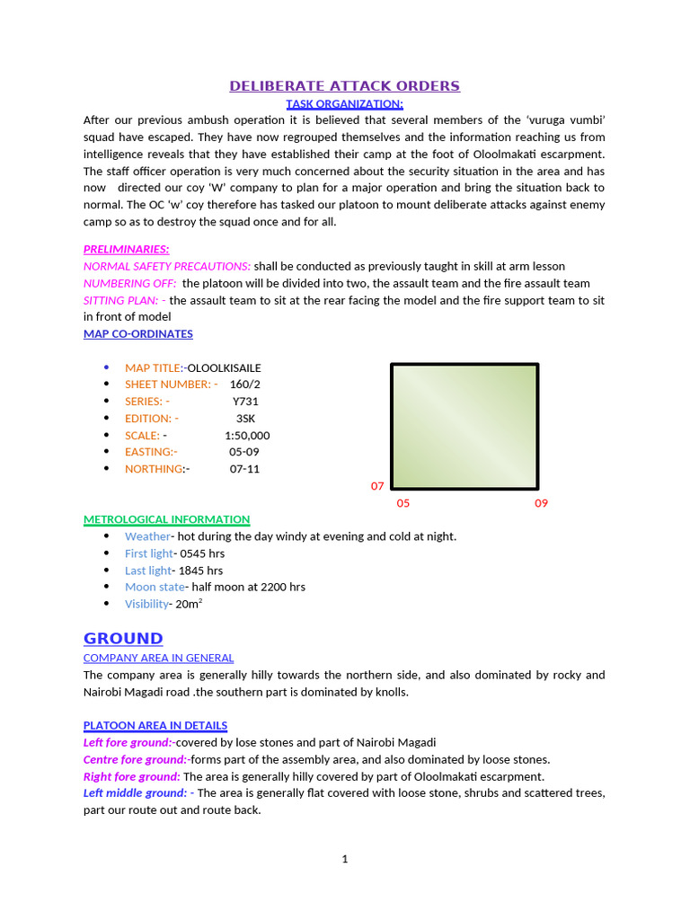 Deliberate Attack Orders | PDF