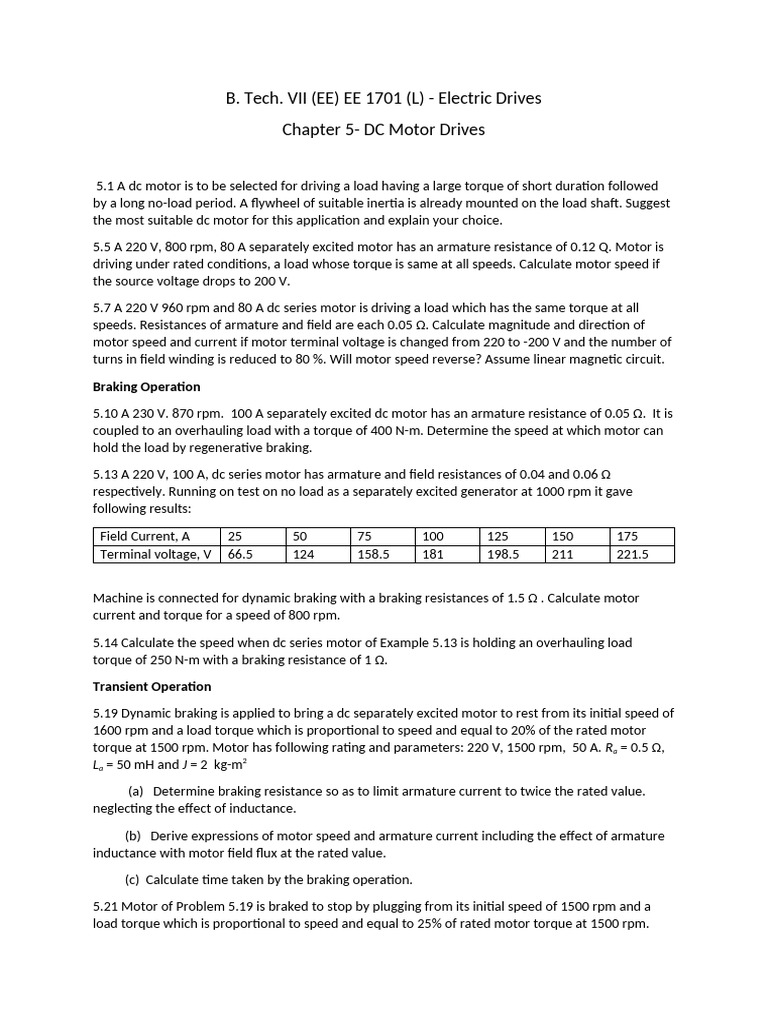 DC Motor Drives: Selection and Braking | PDF | Electric Motor | Electrical Equipment