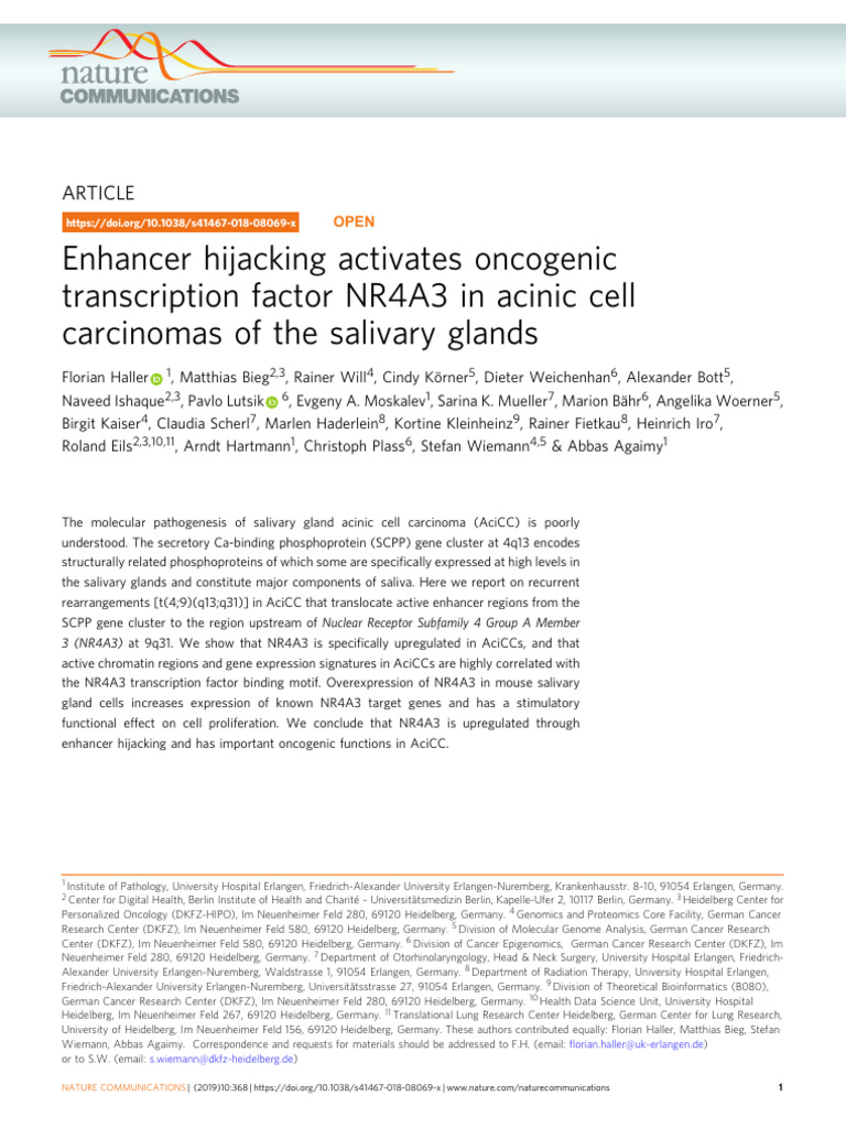 Enhancer hijacking activates oncogenic transcription factor NR4A3 in ...
