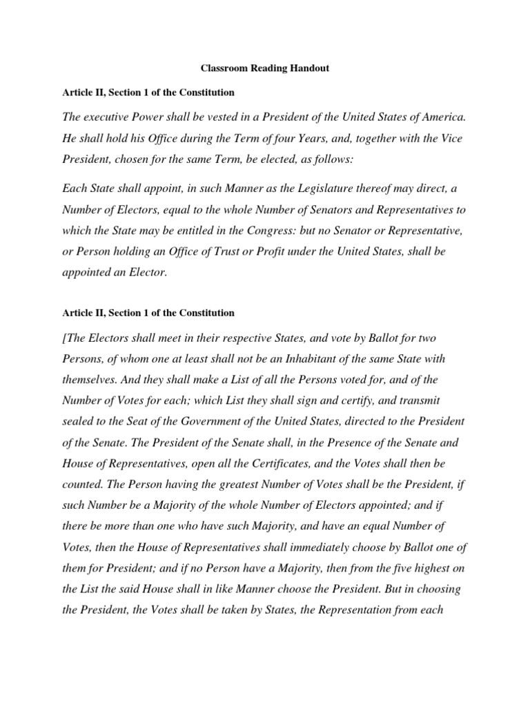 Classroom Handouts Electoral College Lesson | PDF | Electoral College ...
