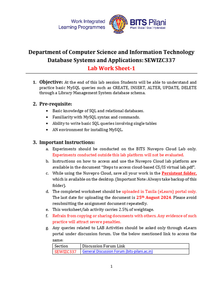 DBSA - Lab Activity 1 | PDF