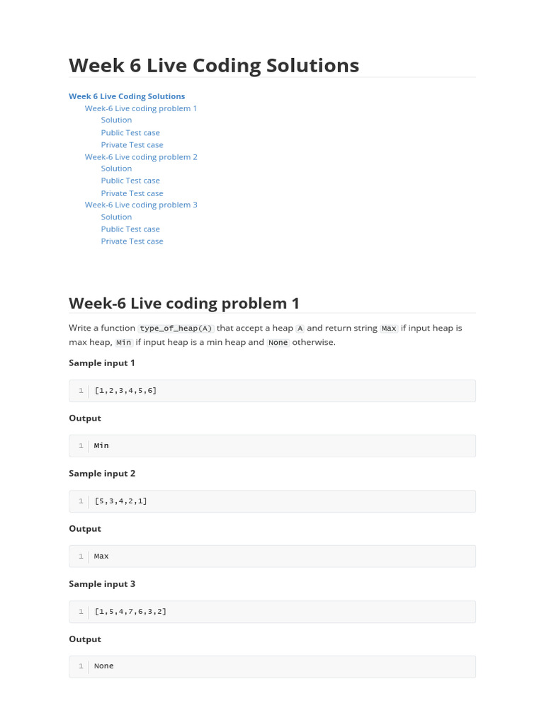 Week 6 Live Coding Solutions | PDF
