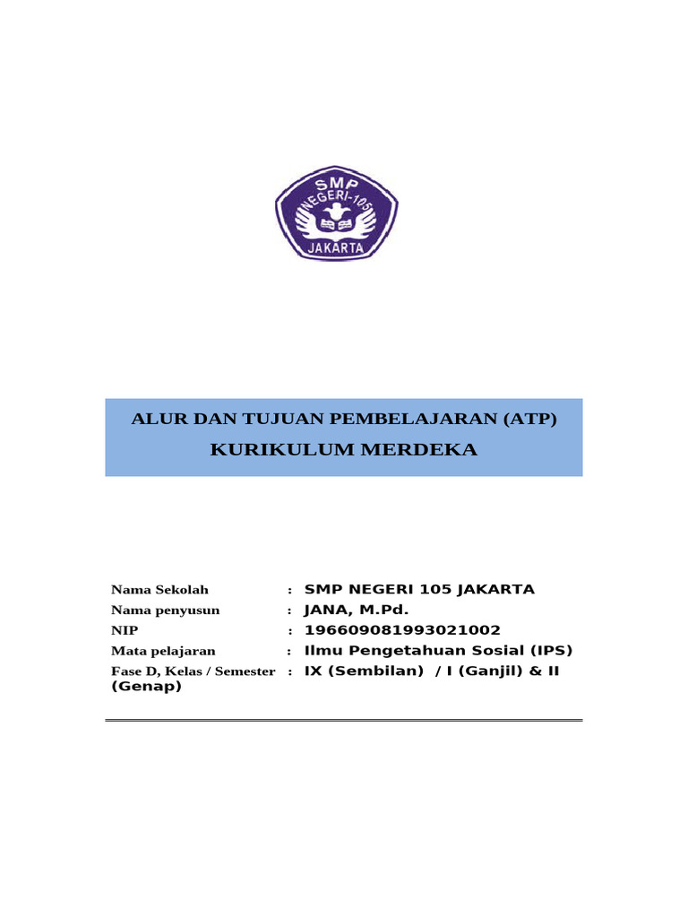 Alur Tujuan Pembelajaran Ips Kelas 9 Tahun 2024 - 2025 | PDF