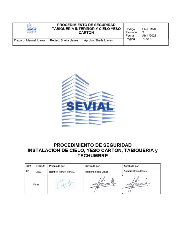 Pts Instalacion de Cielo, Yeso Carton, Tabiqueria y Techumbre (Act ...