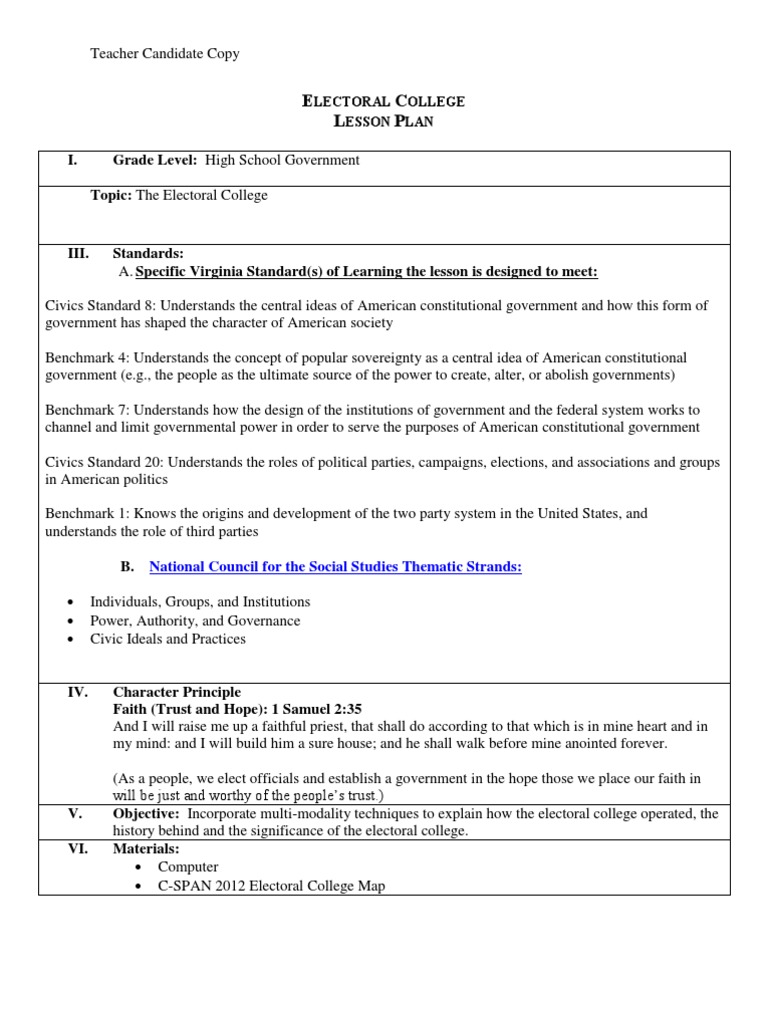 Electoral College Lesson | PDF | Swing State | Presidents Of The United ...