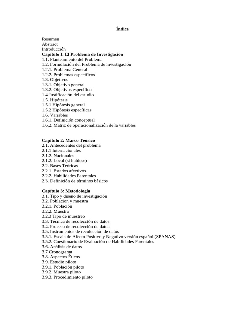 Ejemplo de Índice de Tesis | PDF