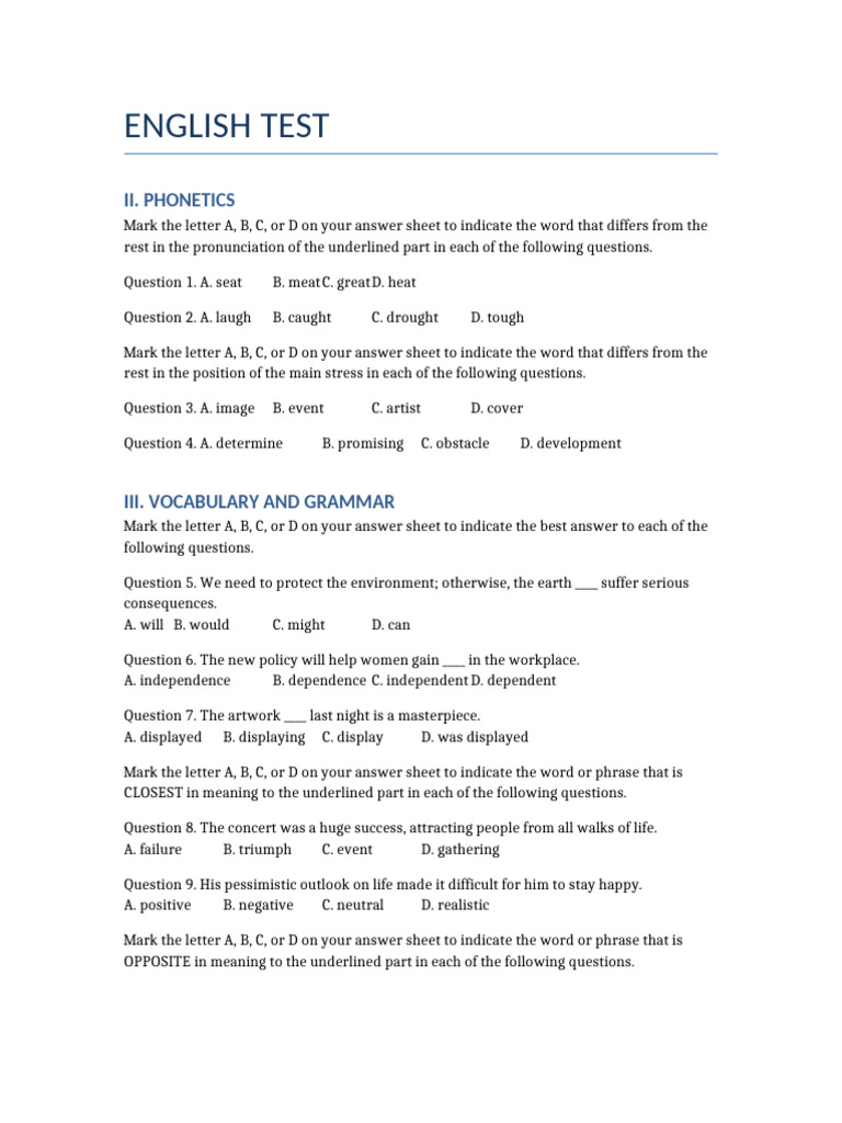English_Test | PDF