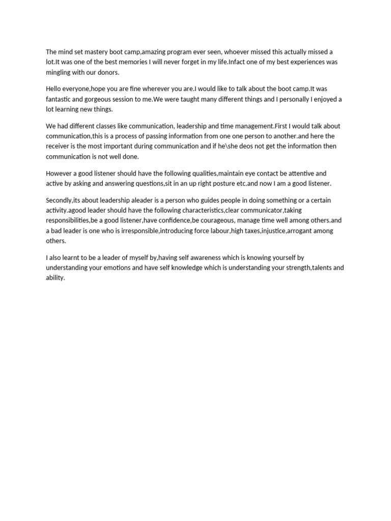 The Mind Set Mastery Boot Camp | PDF