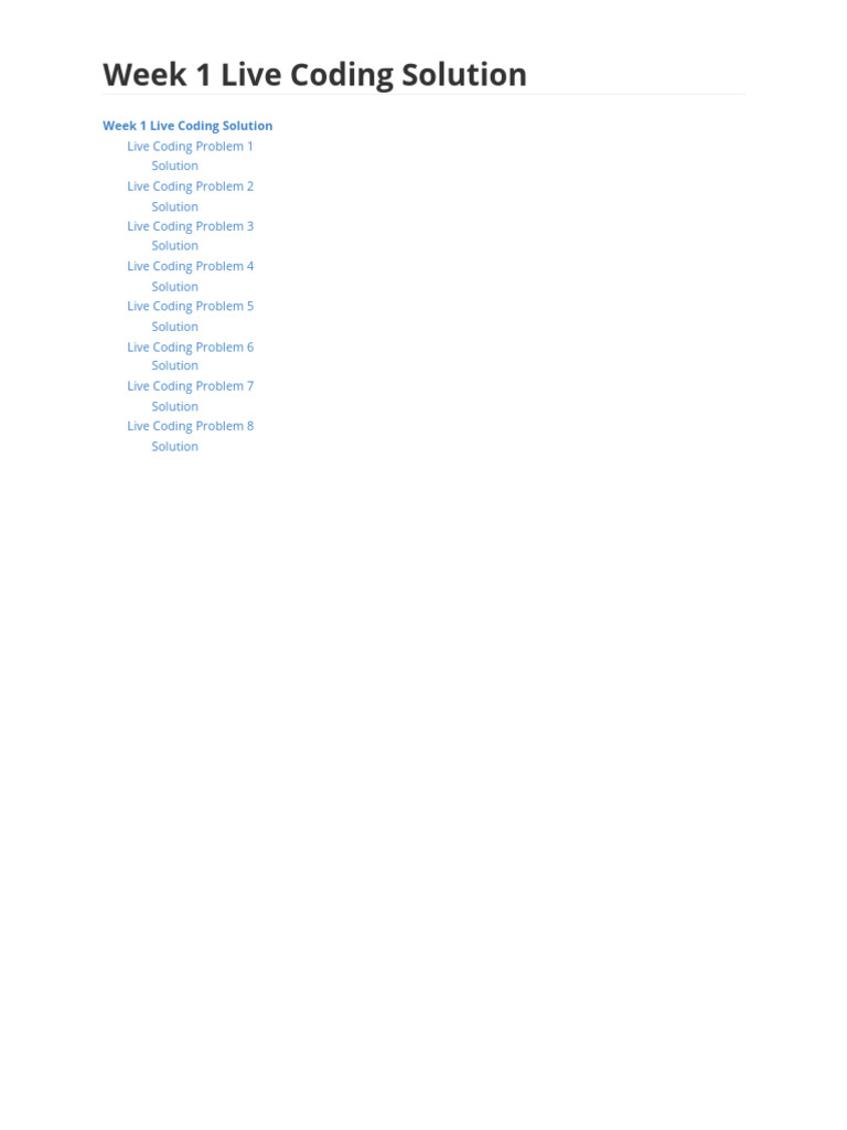 Week 1 Live Coding Solutions | PDF