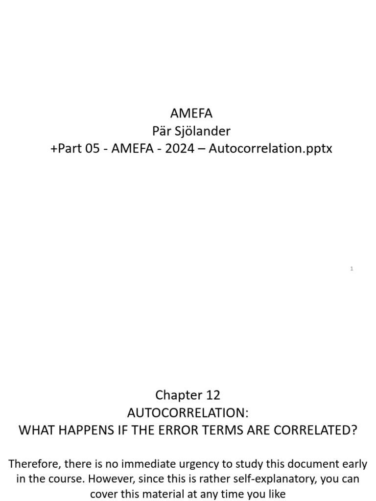 +part 05 - AMEFA - 2024 - Autocorrelation | PDF | Autoregressive Model | Autocorrelation