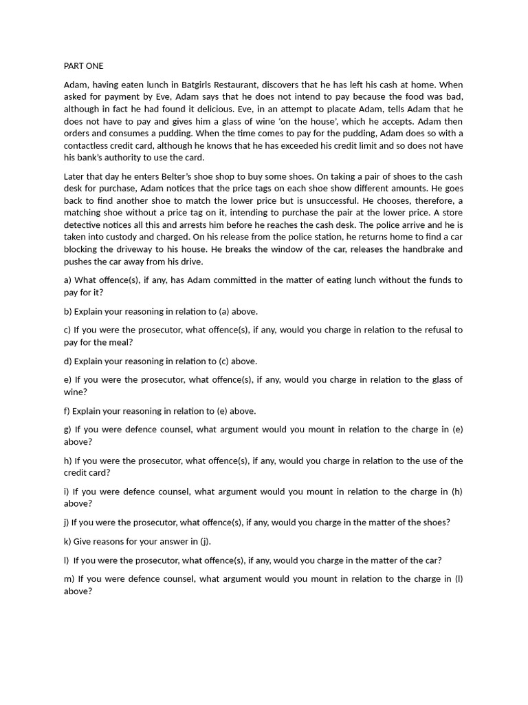 PART ONE Property Offence | PDF | Dishonesty | Theft