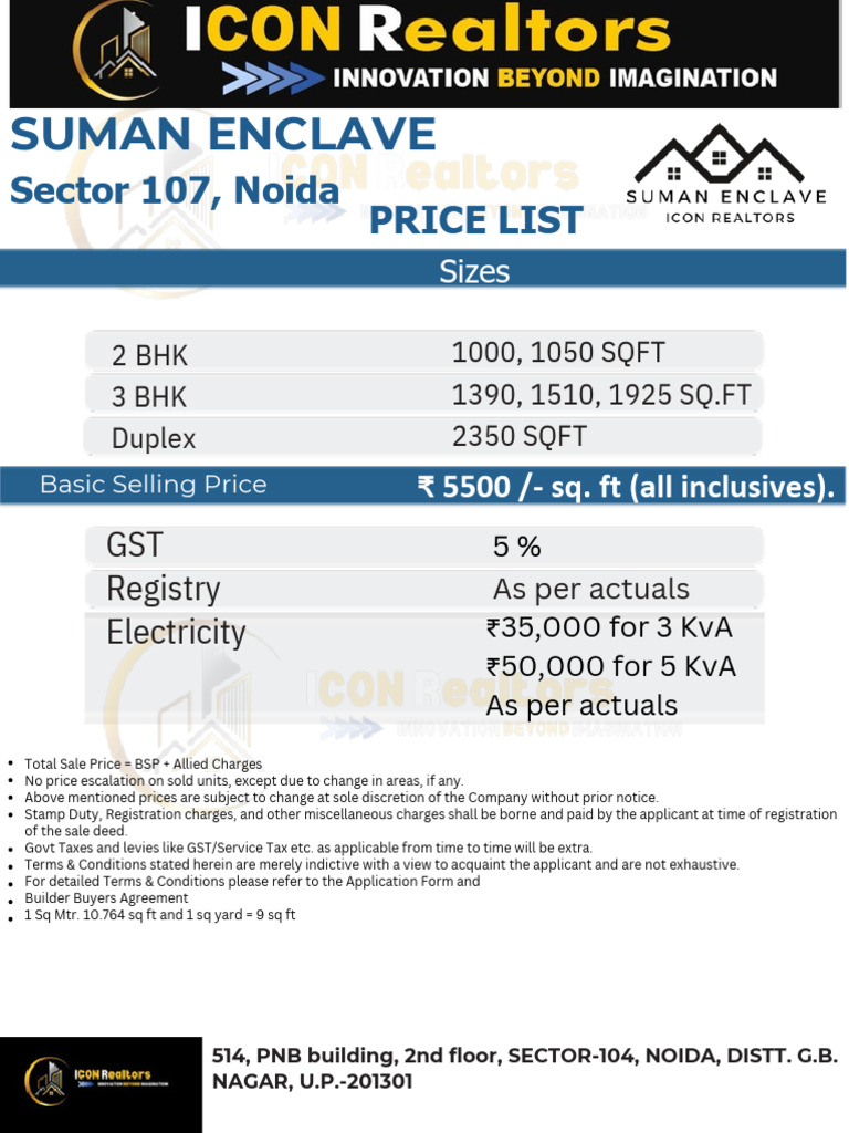 Suman Enclave New Price List | PDF